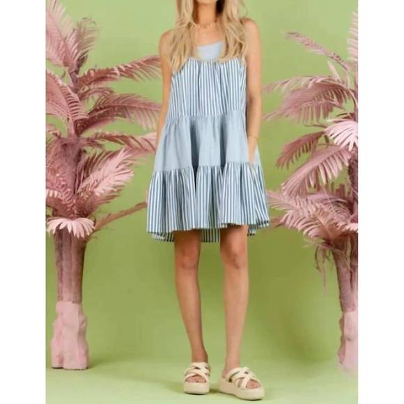 Lucca | Dresses | New Lucca Mixed Stripe Dress In Navy | Poshmark